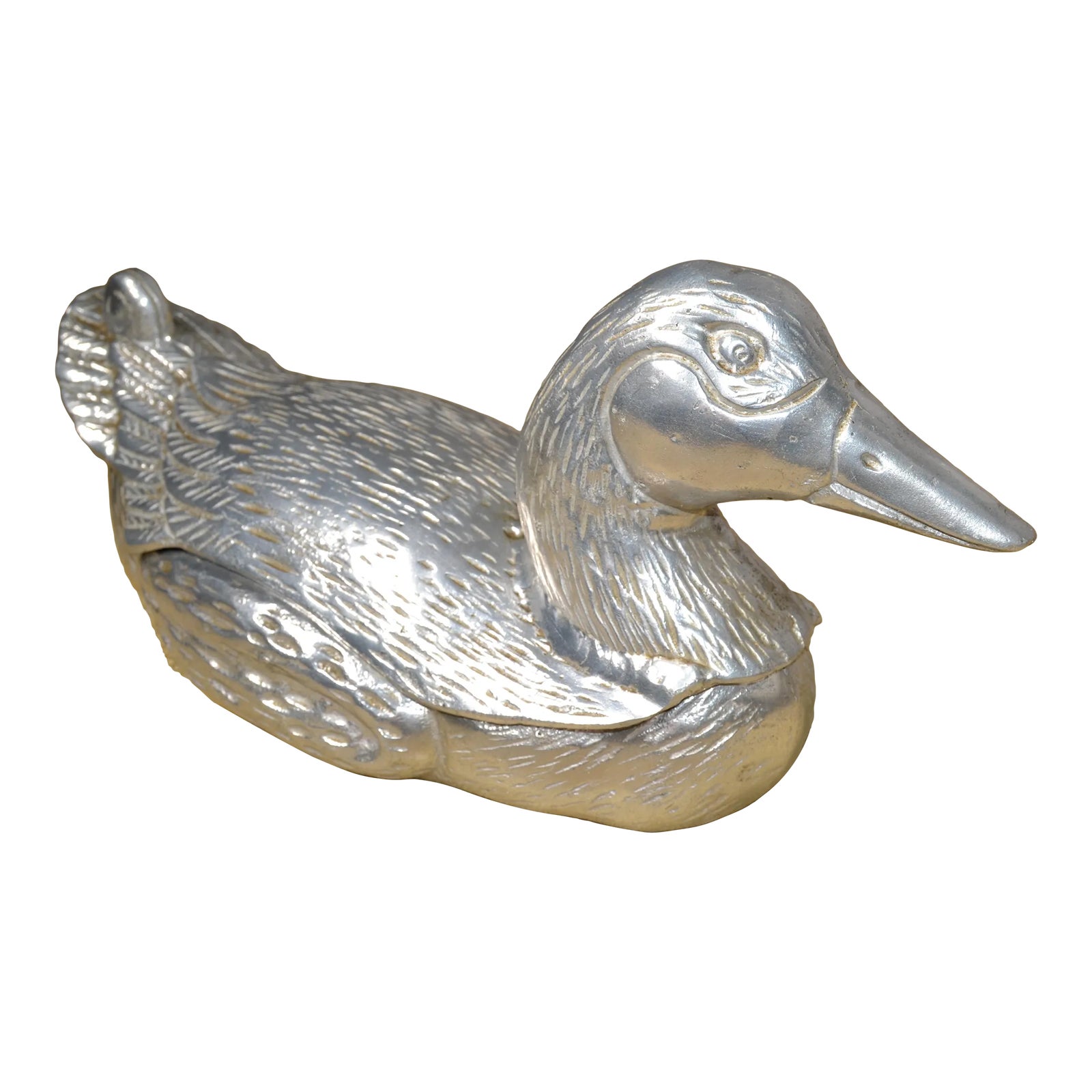 1950s Vintage Pewter Cast Lidded Duck Box Animal Sculpture Mauro ...