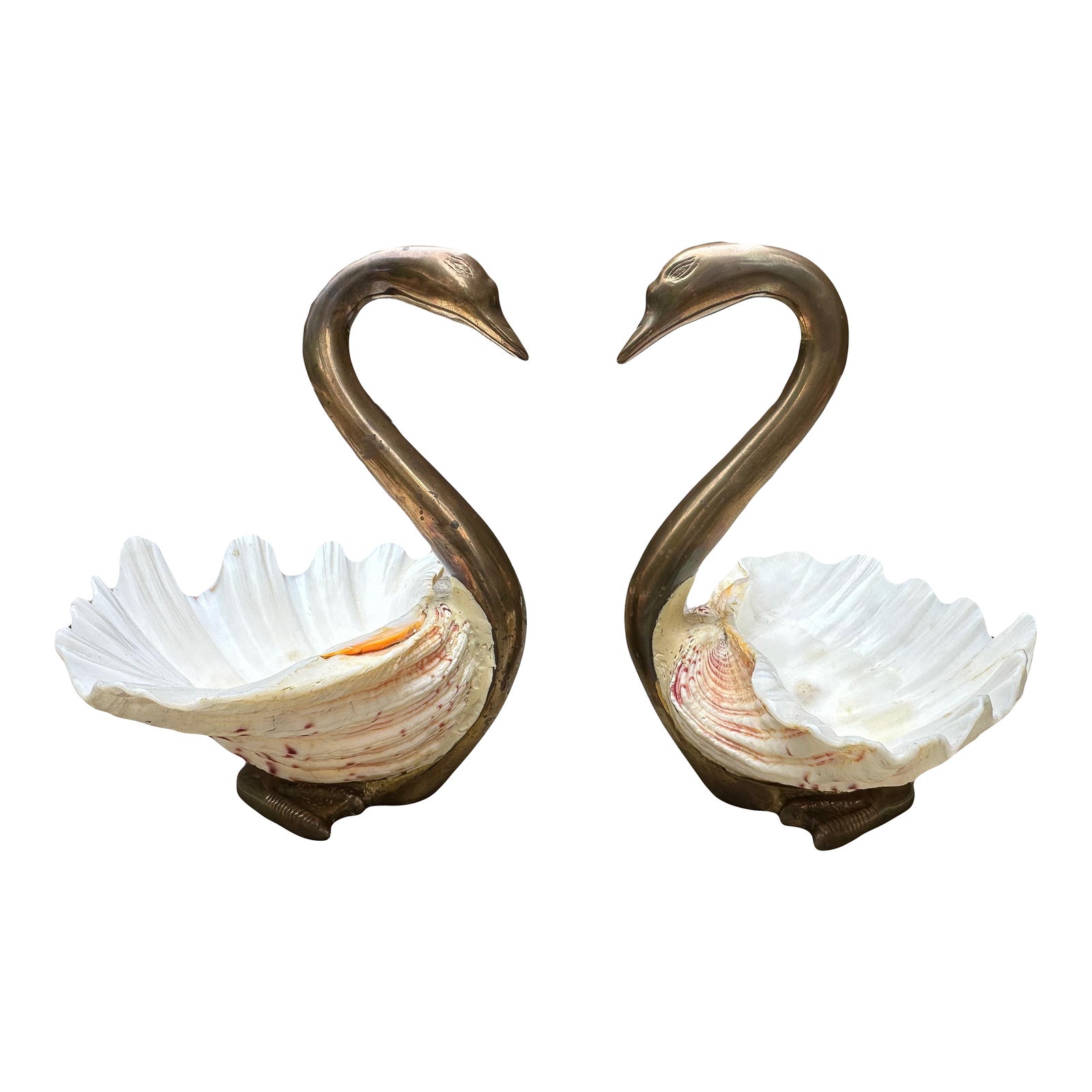 Vintage Maitland Smith Ltd. Brass Clam Shell Swan Decorative Sculpture ...