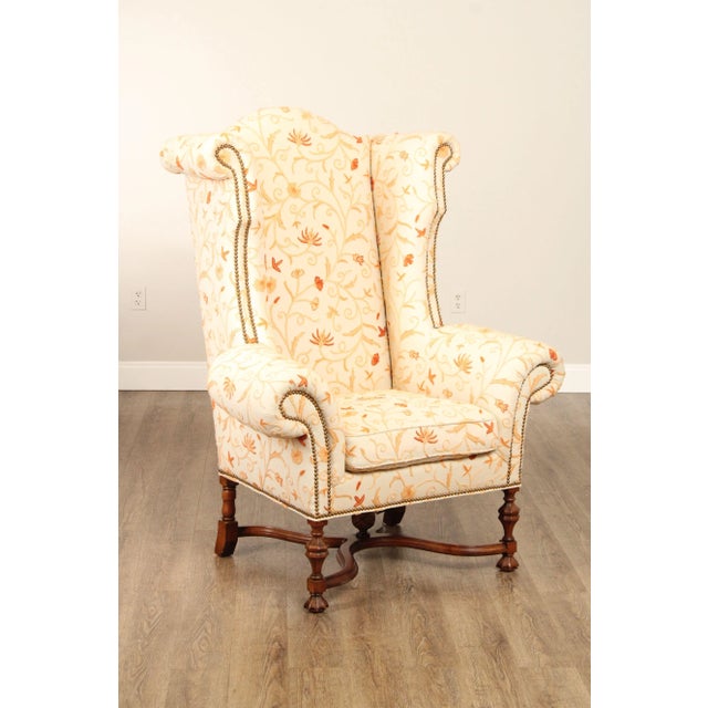 Lee Jofa William & Mary Style Wingback Lounge Chair | Chairish