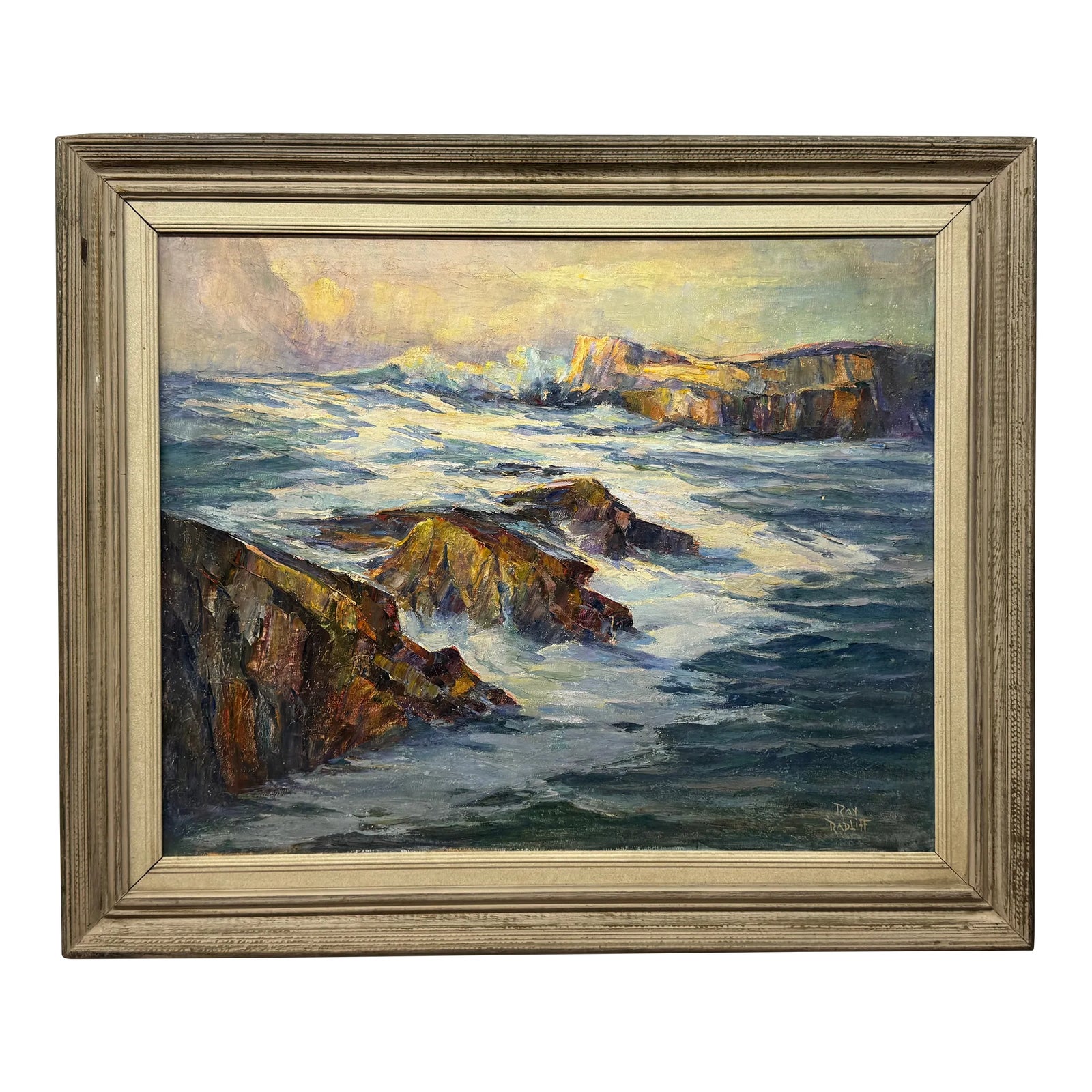 Ray Radliff "Sunset Surf" Coastal Landscape Painting | Chairish