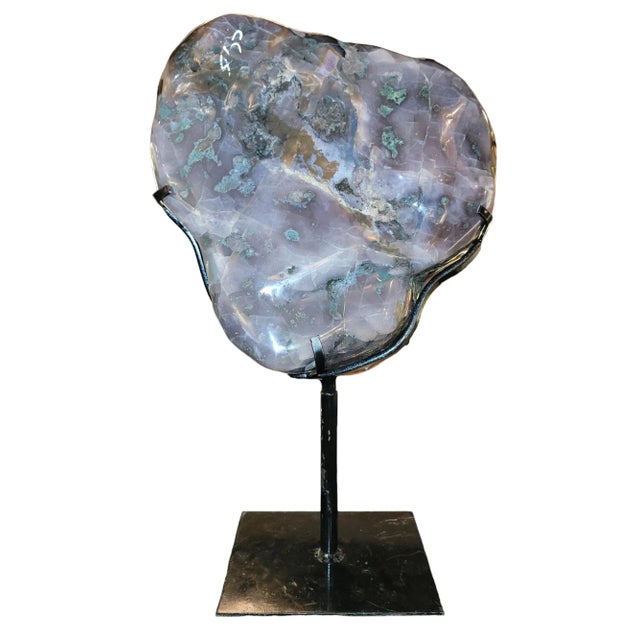 1960s Rotating Brazilian Agate Geode With Amethyst Crystals | Chairish