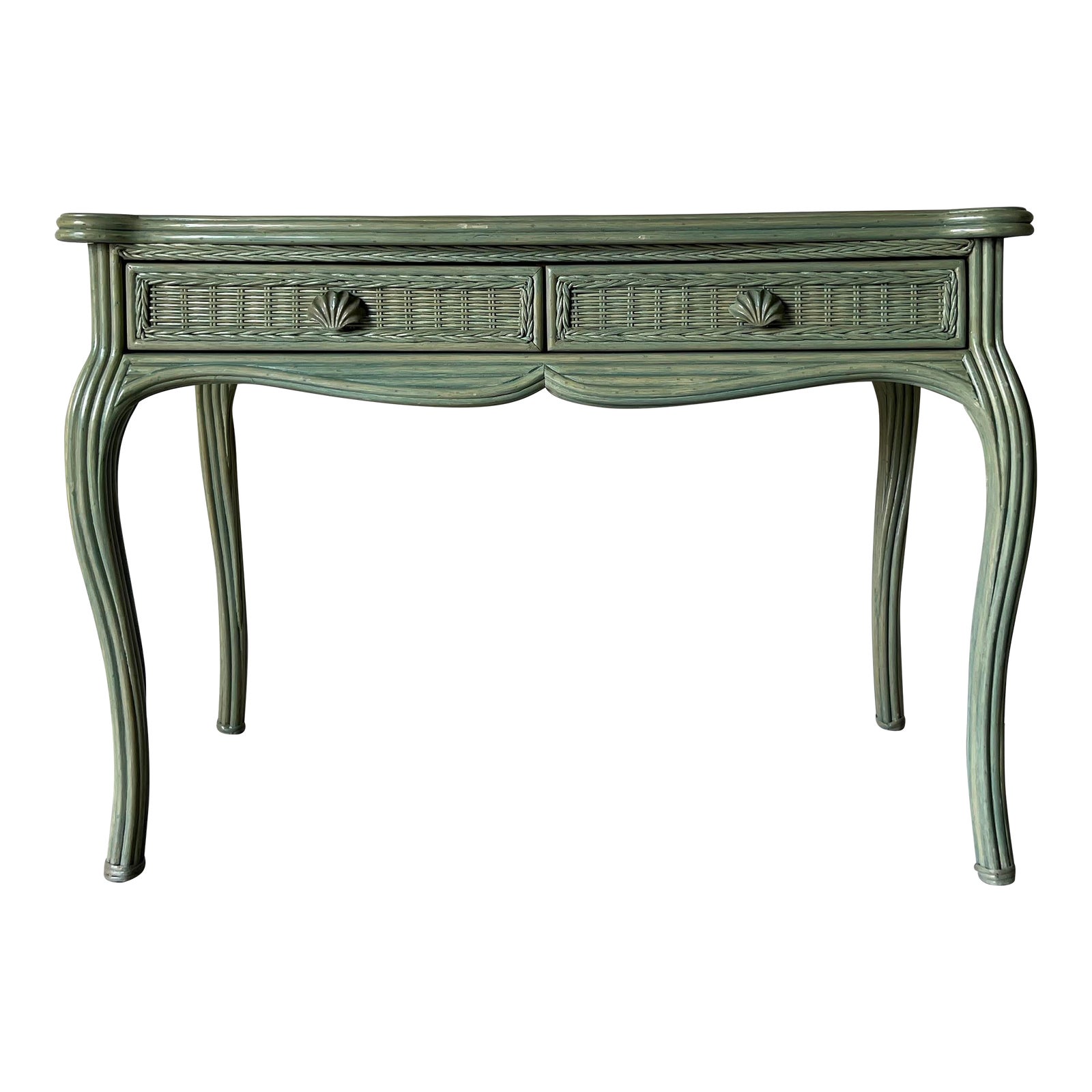 Palm Beach Hollywood Regency Olive Green Vanity / Writing Desk | Chairish