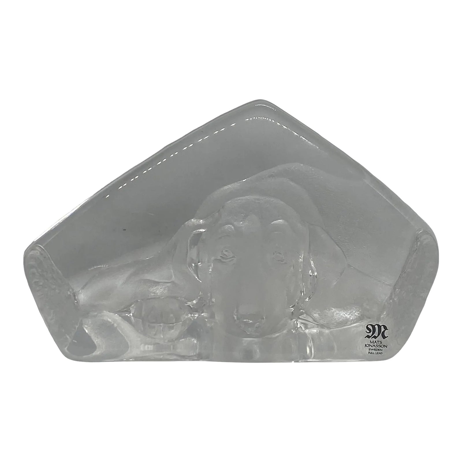 Vintage Mats Jonasson Sweden Etched Full Lead Crystal “Resting Basset ...