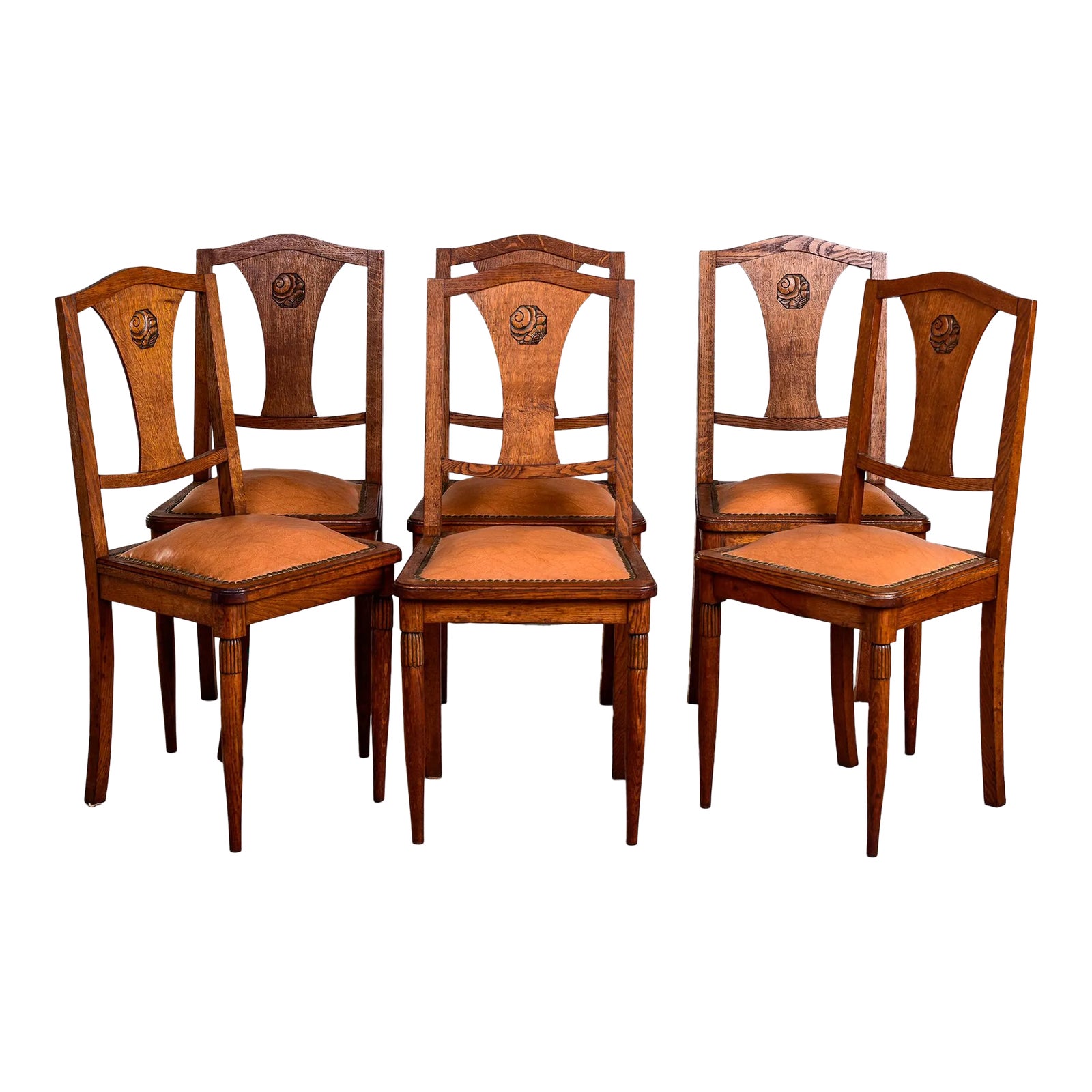 Set of 6 French Art Nouveau Dining Chairs Attributed to Majorelle ...