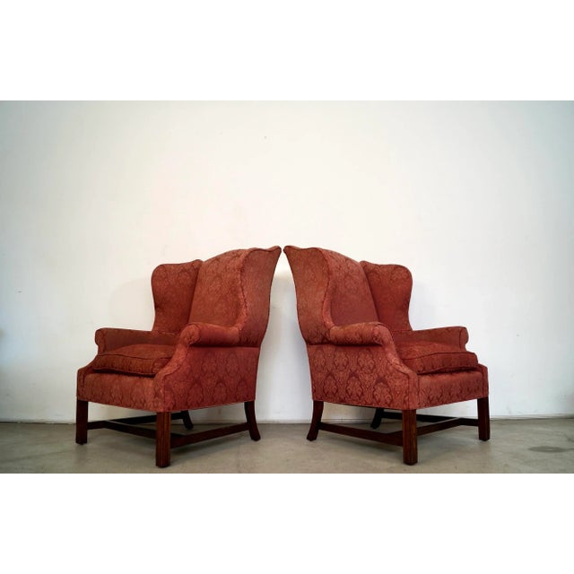 1960’s Federal Style High-Back Wingback Chairs - a Pair | Chairish