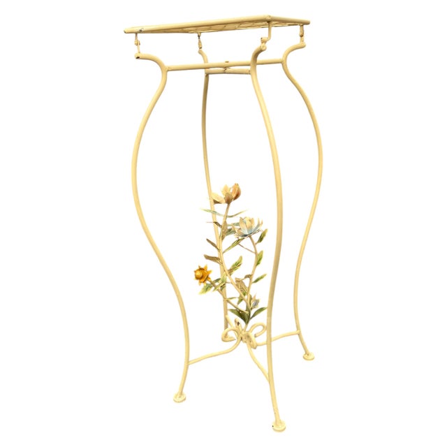 Vintage Italian Toleware Plant Stand With Cabriole Legs and Floral ...