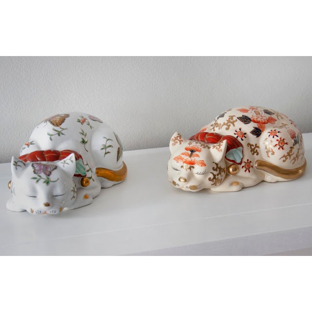 Vintage Japanese Imari Nemuri-Neko Gold Floral Sleeping Cats - Set of 2 ...