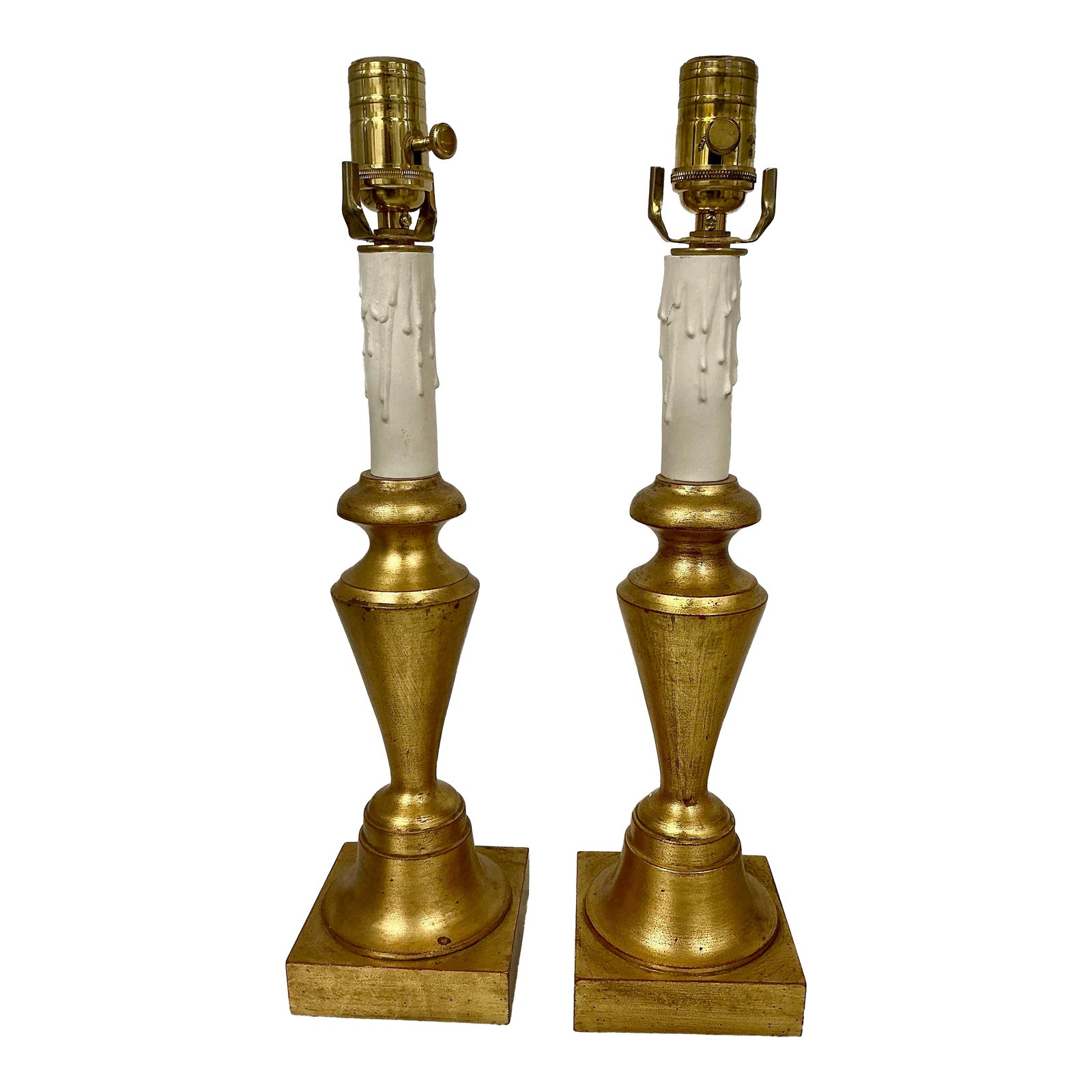 Pair of Vintage Gilt Wood Baluster Lamps | Chairish