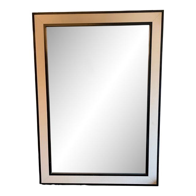 2000s Custom Black & Cream Floor Mirror | Chairish
