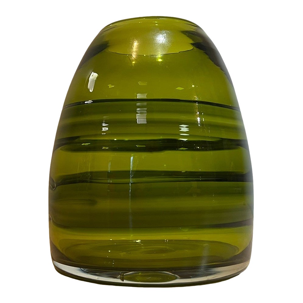 Vintage Mid Century Green Swirl Art Glass "Sasso" Vase Attributed to ...