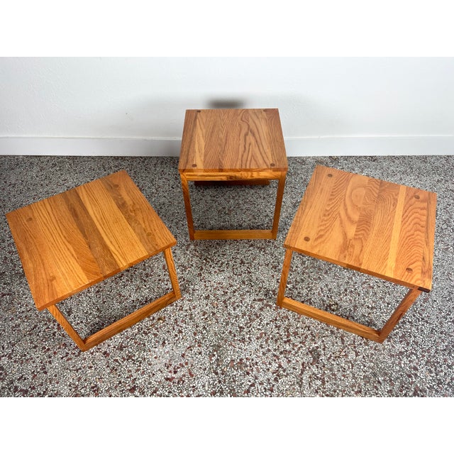 Vintage Studio Crafted Solid Oak Cube of Nesting Tables | Chairish