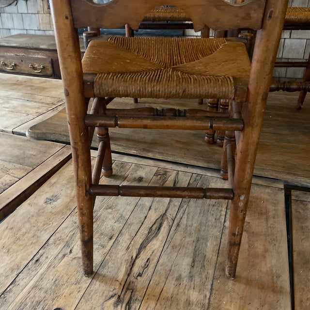 Mid 20th Century Set of Four Rush Seat Ladder Back Wood Chairs | Chairish