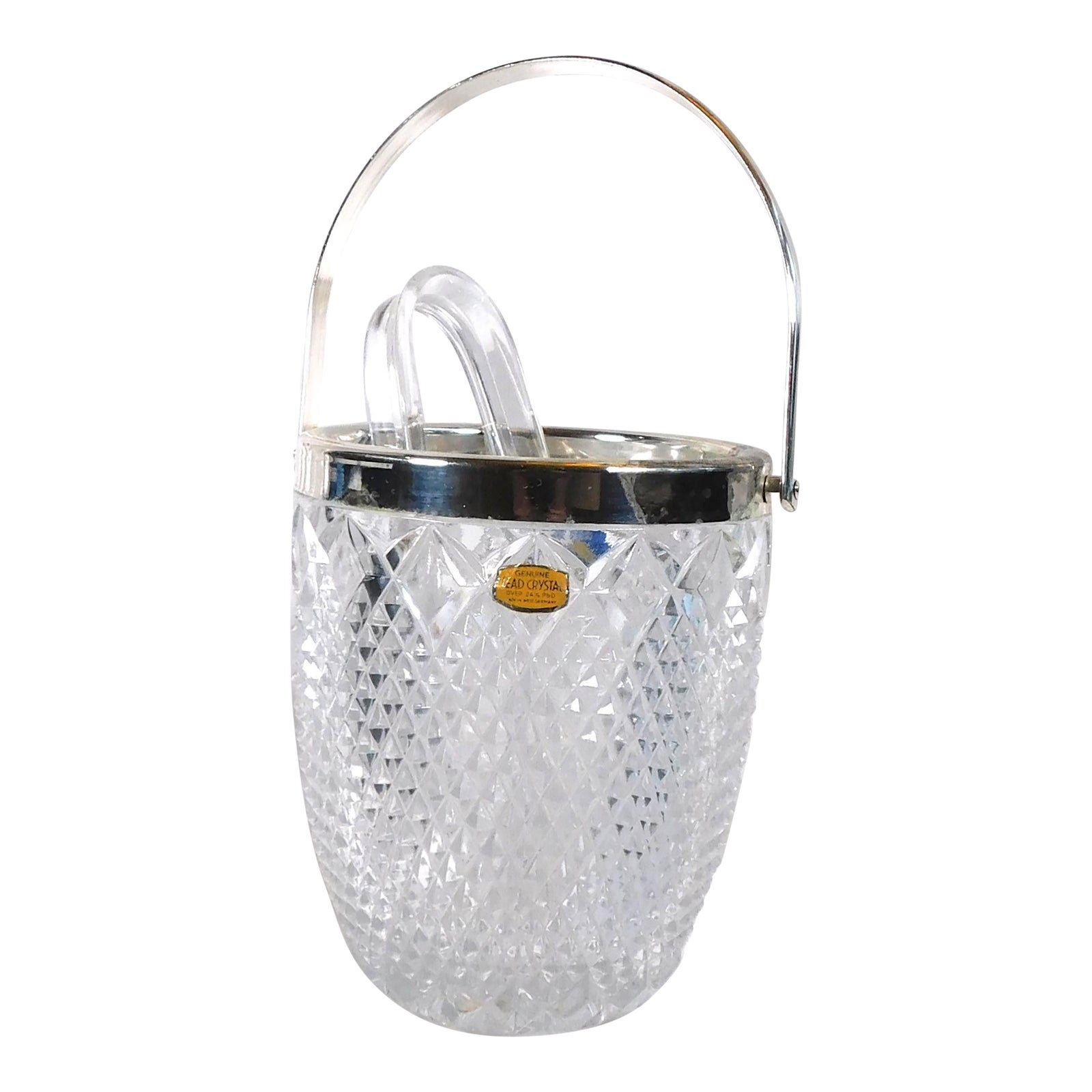 Late 18th Century Fb Rogers Lead Crystal Ice Bucket With Tongs | Chairish