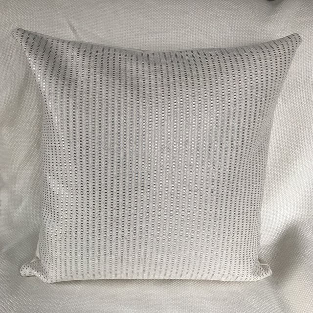 Custom Made Metallic Silver & White Pillows - a Pair | Chairish