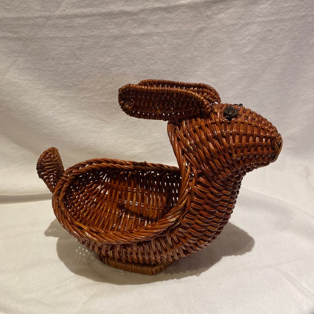 Late 20th Century Wicker Bunny Basket | Chairish