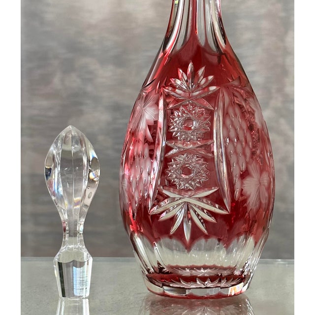 Vintage Nachtmann Ruby Red Decanter With Stopper - 2 Piece Set | Chairish