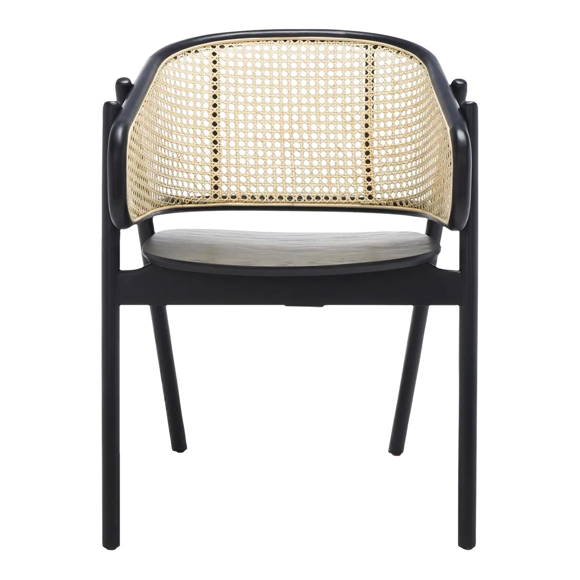 Emmy Rattan Back Dining Chair - Black/Natural | Chairish