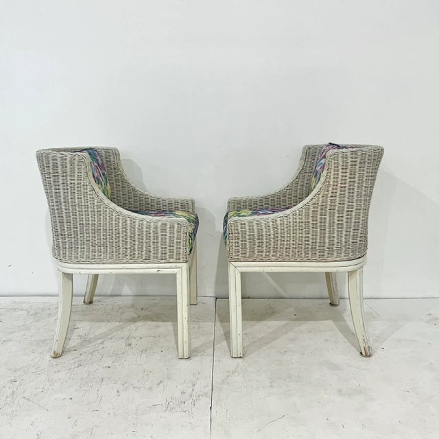 Vintage Wicker Ficks Reed Arm Chairs- a Pair | Chairish