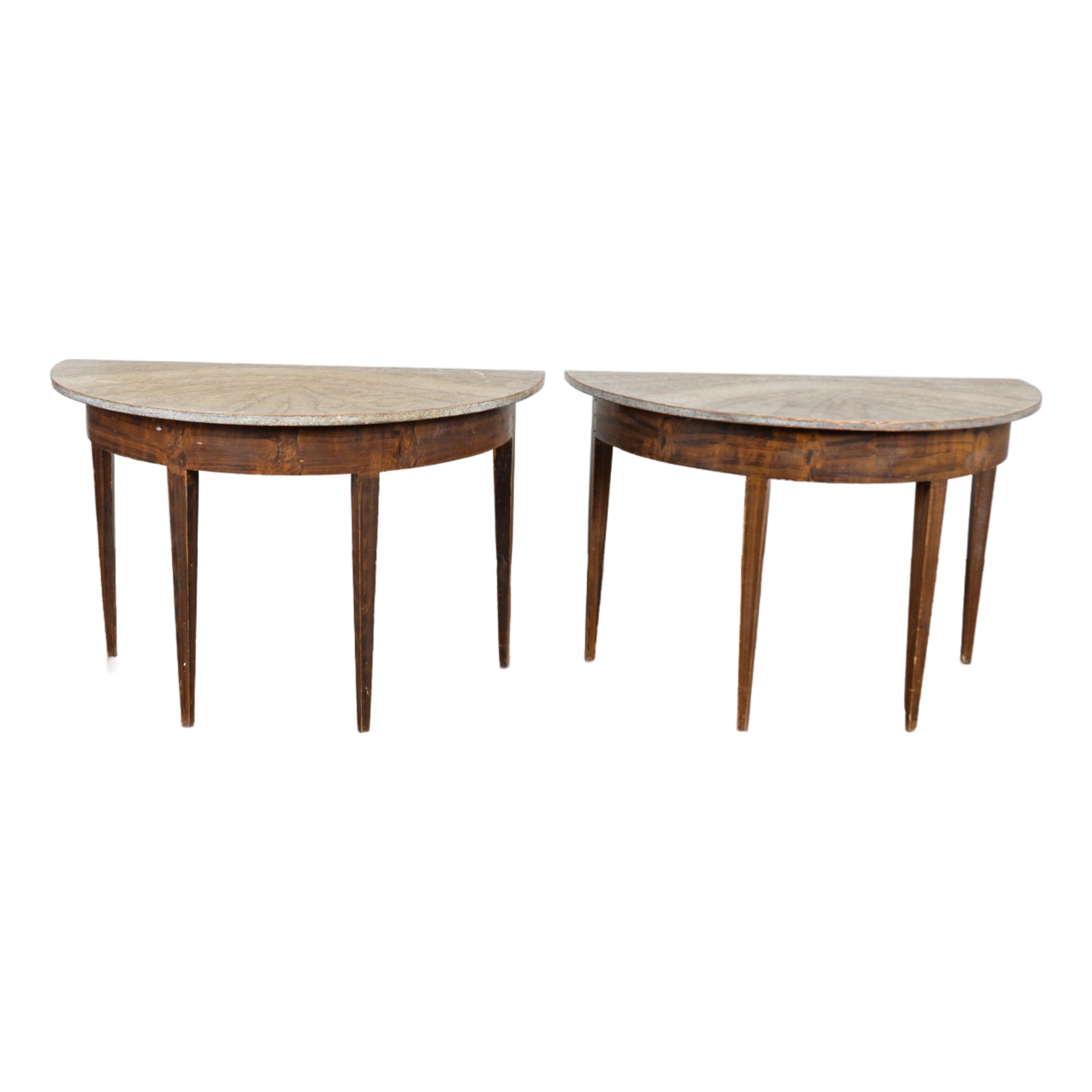 Pair, 19th Century Swedish Painted Demilune Console Tables | Chairish