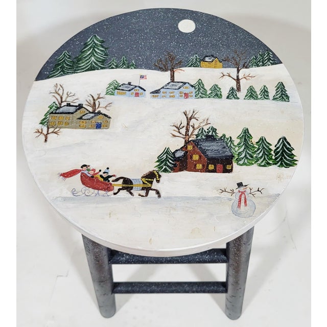 Vintage Artist Painted & Polychromed Modern Whimsical Christmas Bar ...
