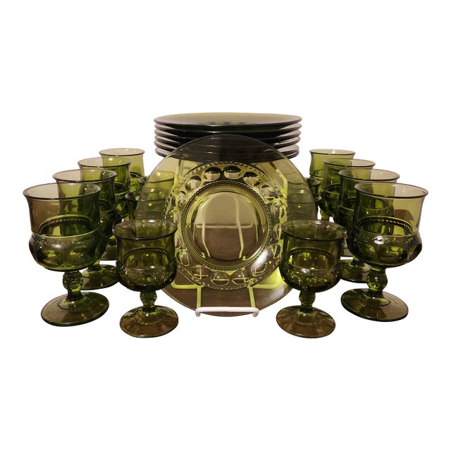 Vintage Color Crown in Green by Colony/Indiana Glass Company- 21 Pieces ...