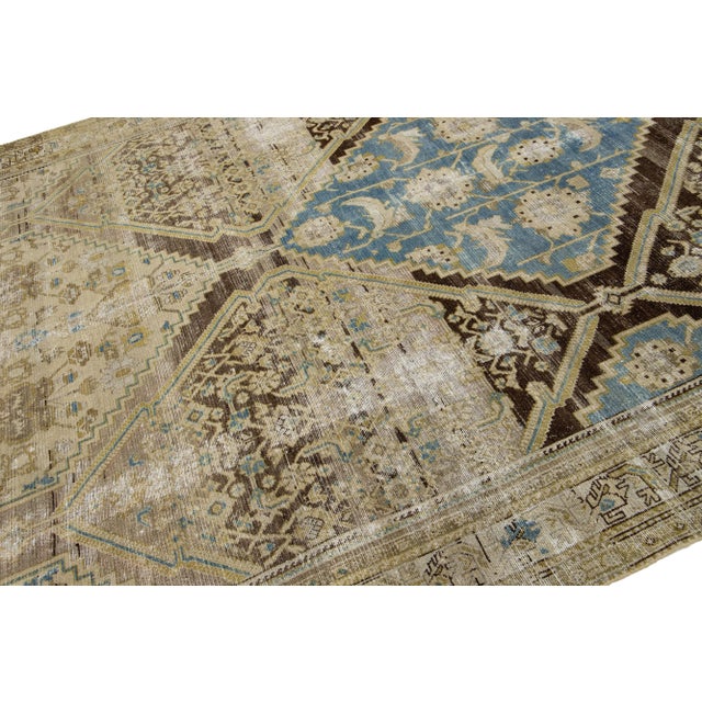 Beige Antique Persian Malayer Wool Rug Tribal Motif From the 1900s ...