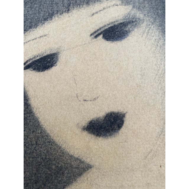 Mid 20th Century Graphite “Girl With Bird" Original Drawing by Judith ...