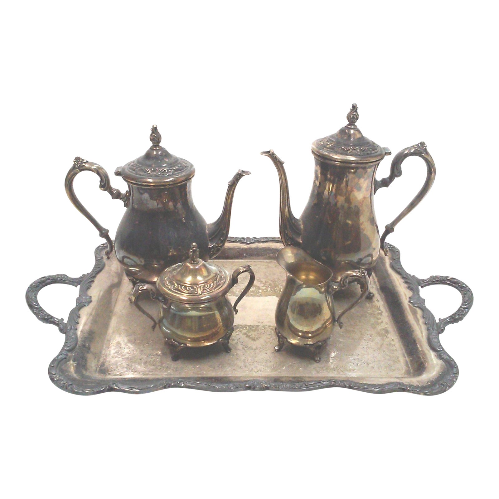 Rogers Silverplate Coffee and Tea Service & Tray - 5 Pieces | Chairish