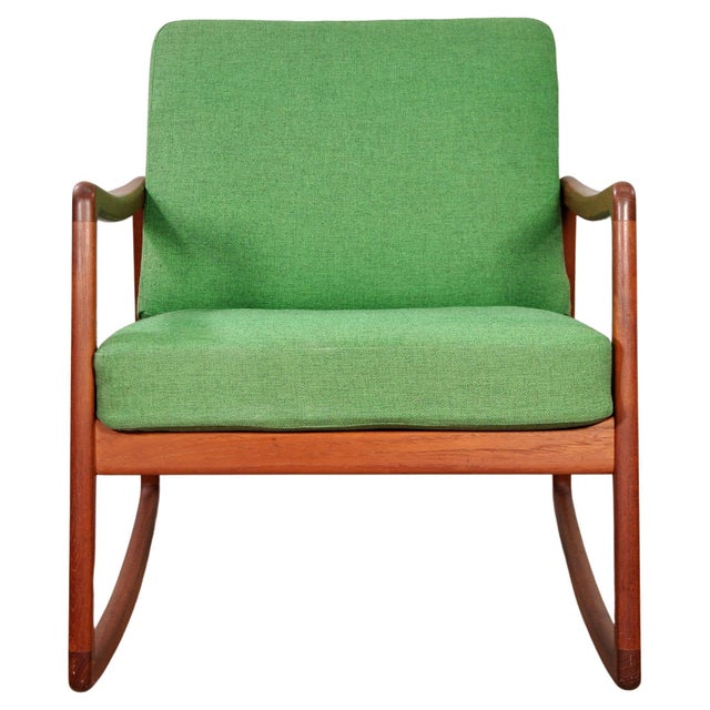 1960s Ole Wanscher Teak Green Rocking Chair for France and Son | Chairish