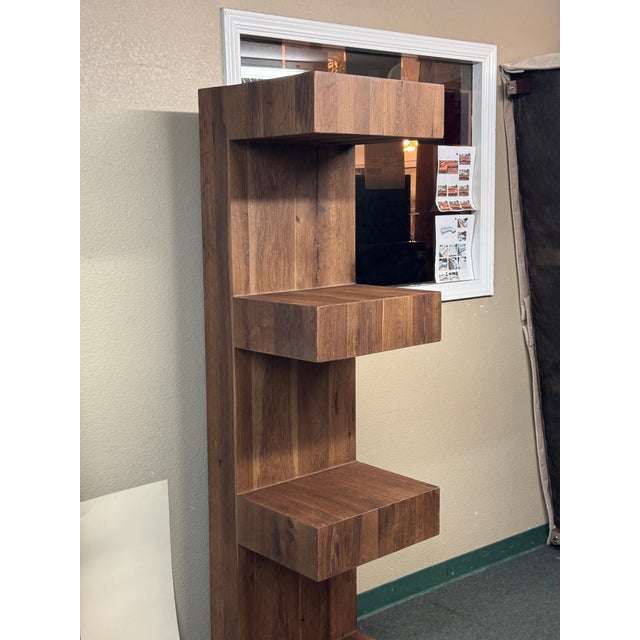 Custom Contemporary Chunky Wood Open Shelving Unit | Chairish
