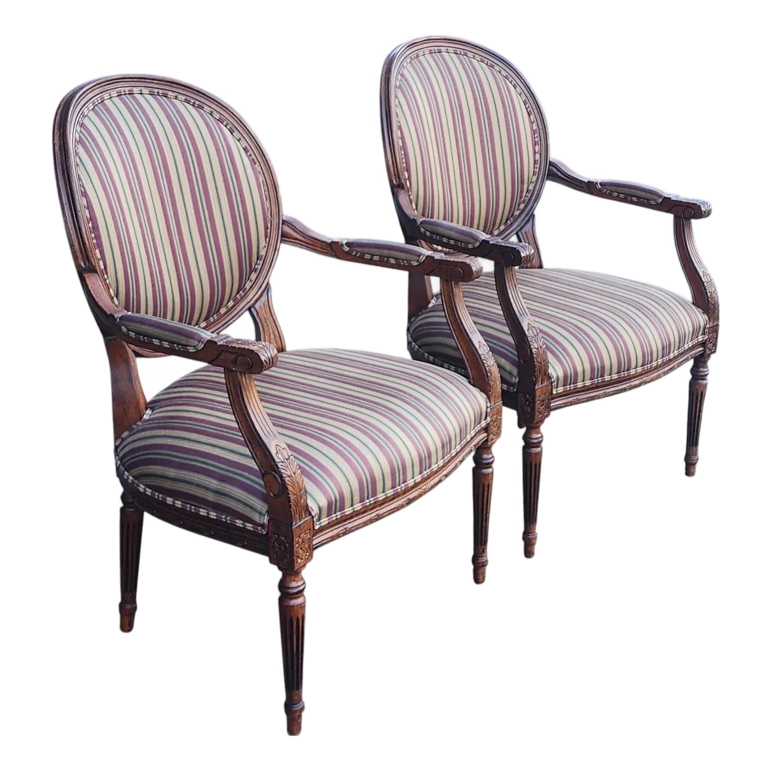 Pair Ethan Allen Francesca French Louis XVI Upholstered Fireside ...