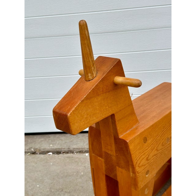 Vintage Scandinavian Wooden Unicorn Rocking Horse | Chairish