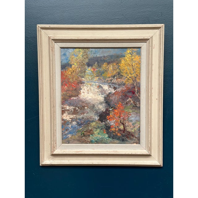 Hundt, Waterfall, 1950s, Oil Painting on Panel, Framed | Chairish
