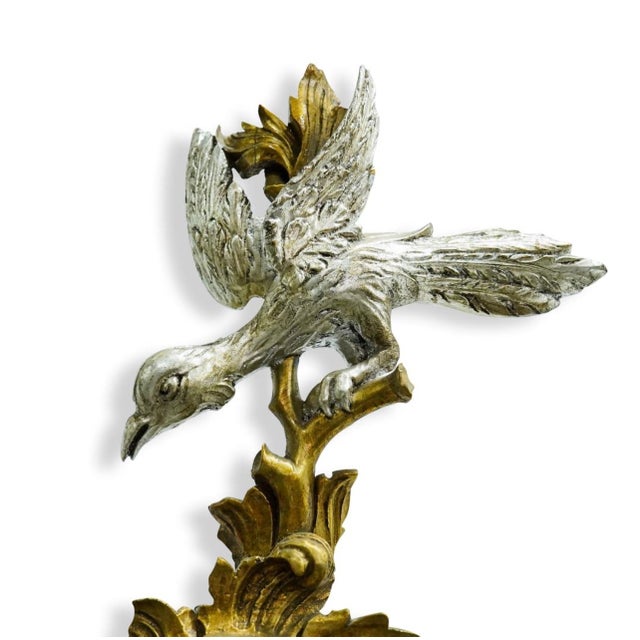 Antique Carved Gilt Wood and Silvered Bird Wall Mirror | Chairish