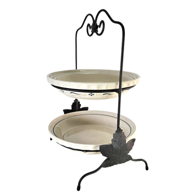 Longaberger Wrought Iron 2 Tier Pie Stand With Two Pie Plates | Chairish