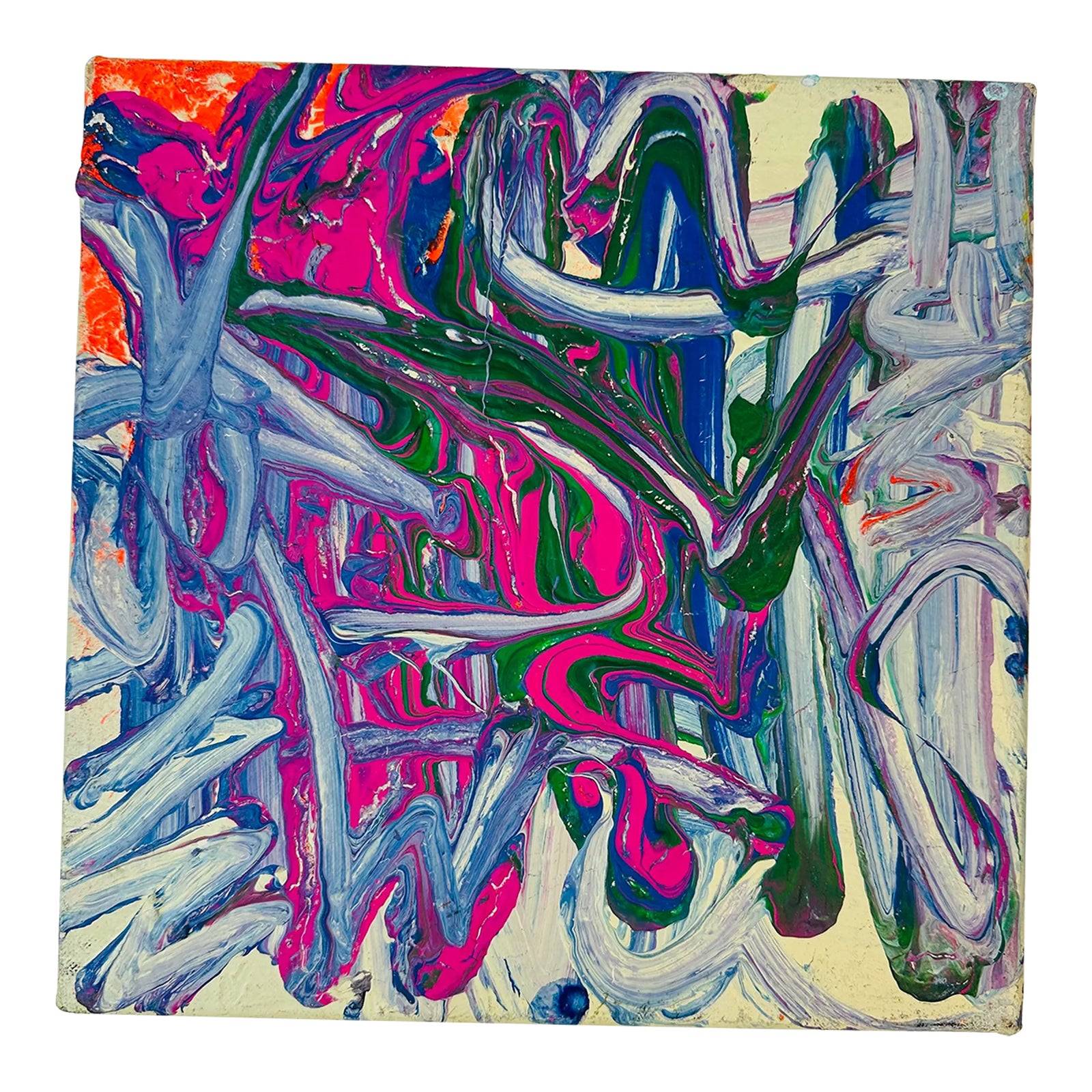 Vintage Abstract Painting on Canvas | Chairish