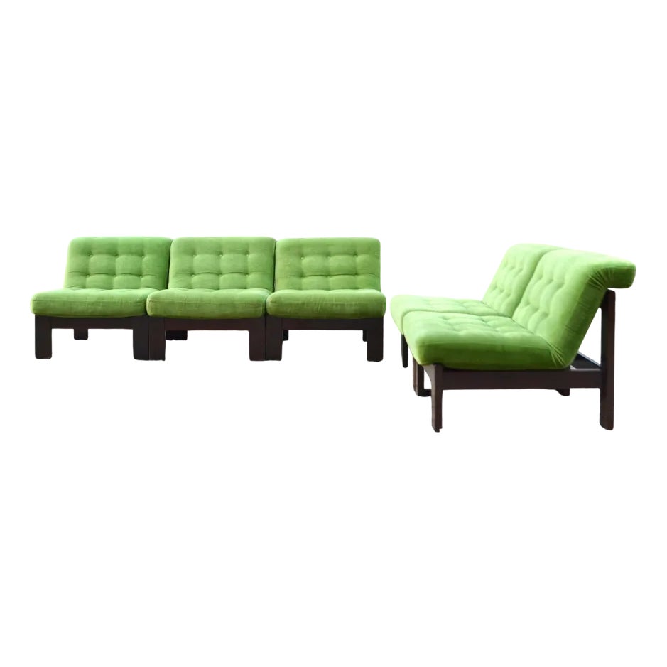 Vintage Limegreen Mohair Sectional Sofa, Germany, 1970s, Set of 5 ...