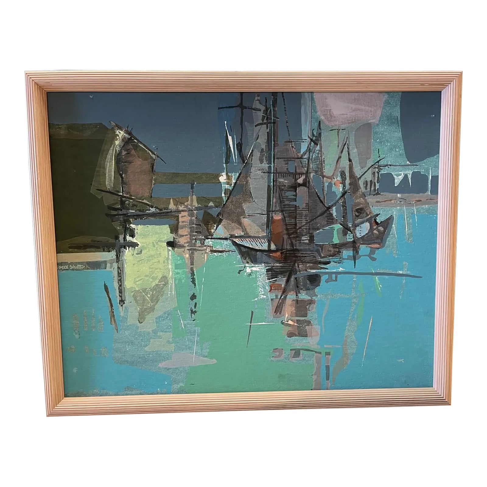 Maxine Shattuck Moorings II Pochoir Serigraph Mid-Century Art | Chairish