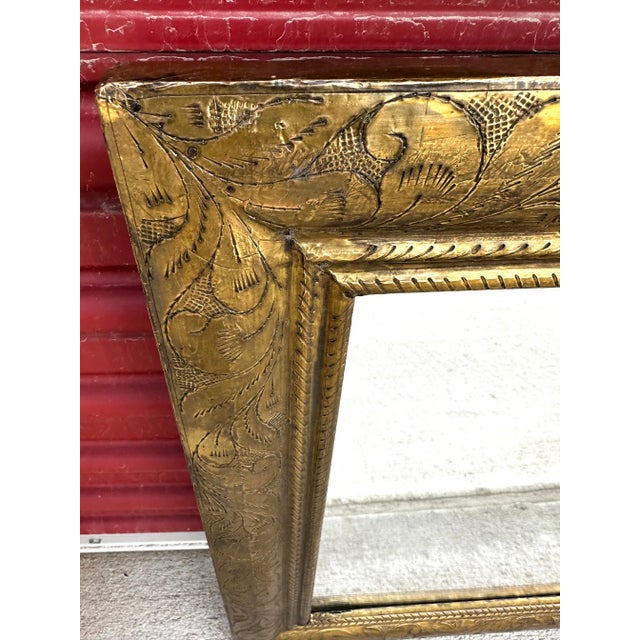 Vintage Brass Embossed Mirror | Chairish