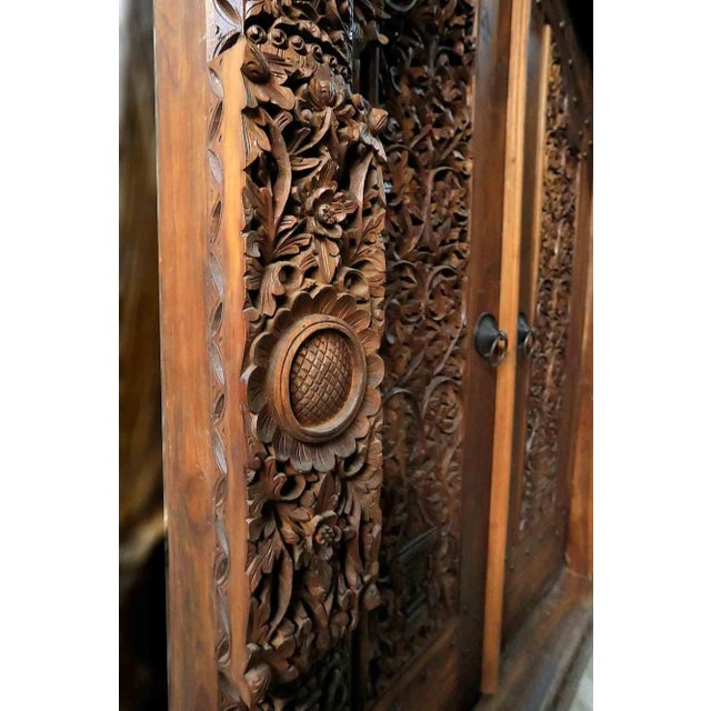 Pair of Vintage Carved Indonesian Teak Entry Doors | Chairish