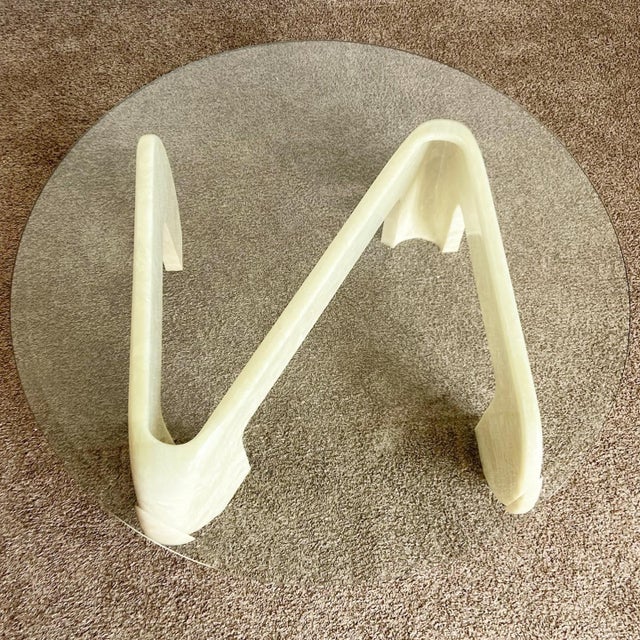 Postmodern Faux Marble Fiberglass Glass Top Z Coffee Table | Chairish