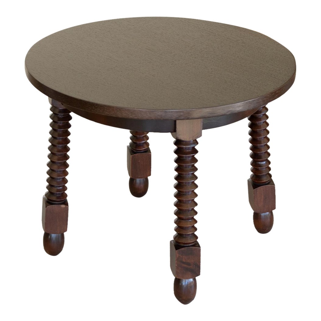 French Wood Gueridon Table in the Style of Charles Dudouyt | Chairish