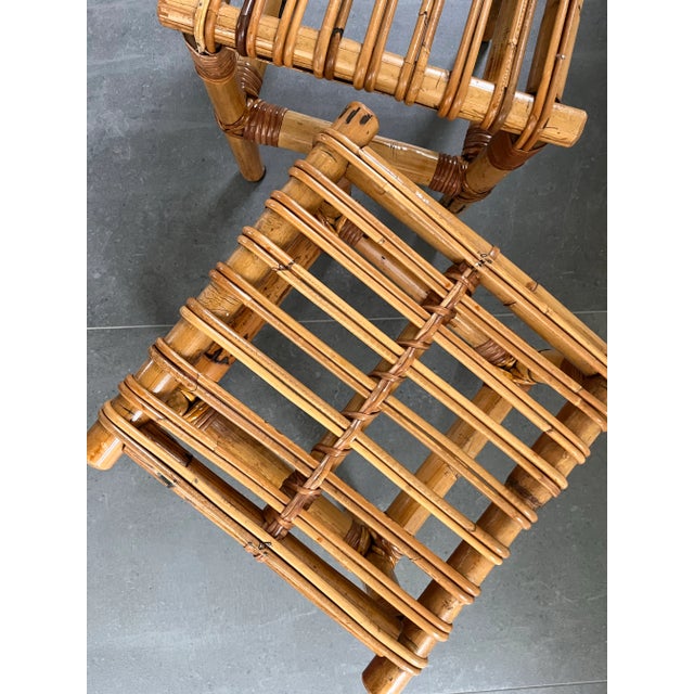 Vintage Rattan Wrapped Bamboo Square Stool | Chairish