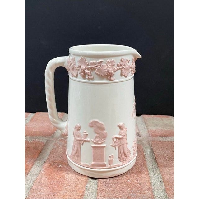 Mid 20th Century Wedgwood England Pink on Cream Queen’s Ware Pitcher ...