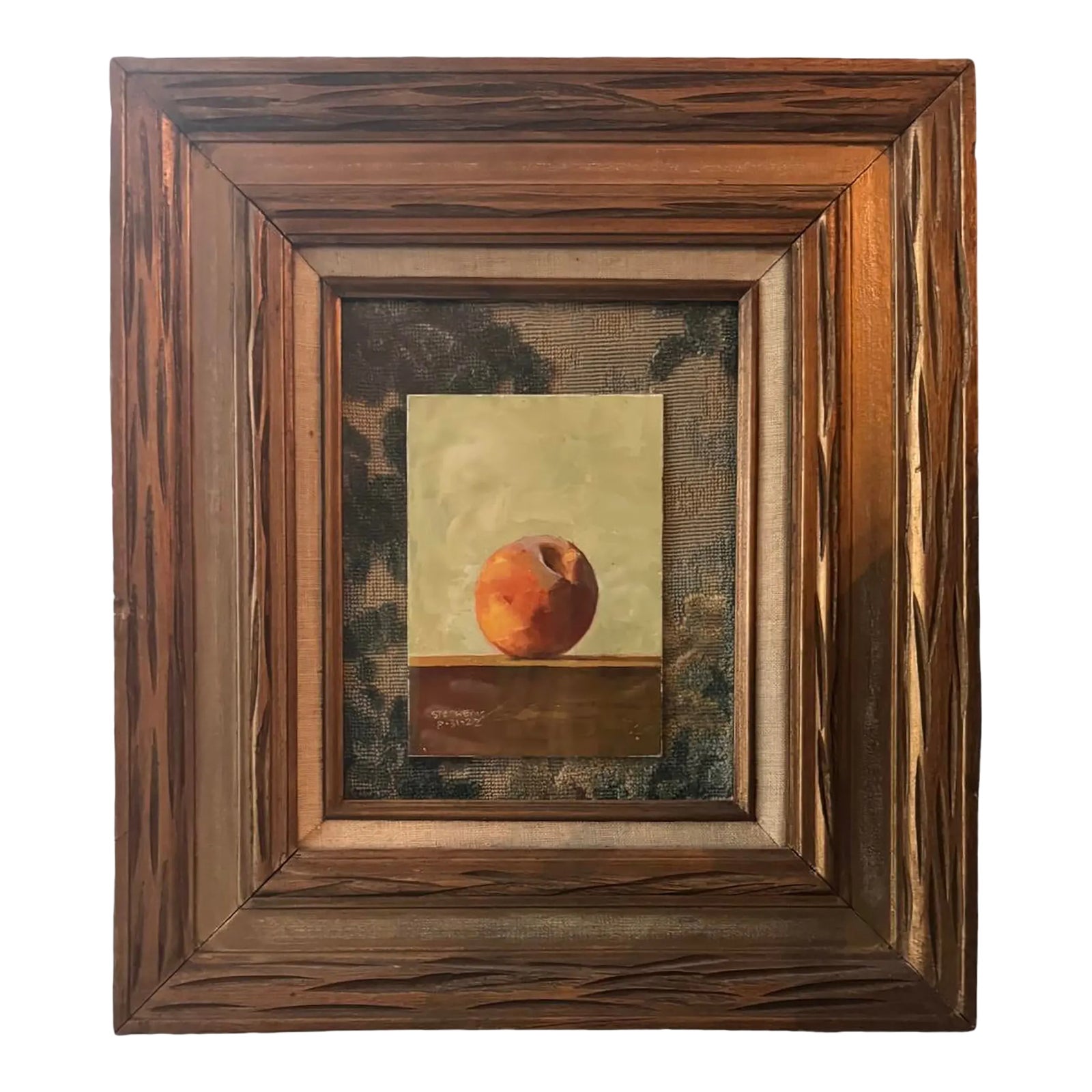 Contemporary Gouache Peach, Framed | Chairish