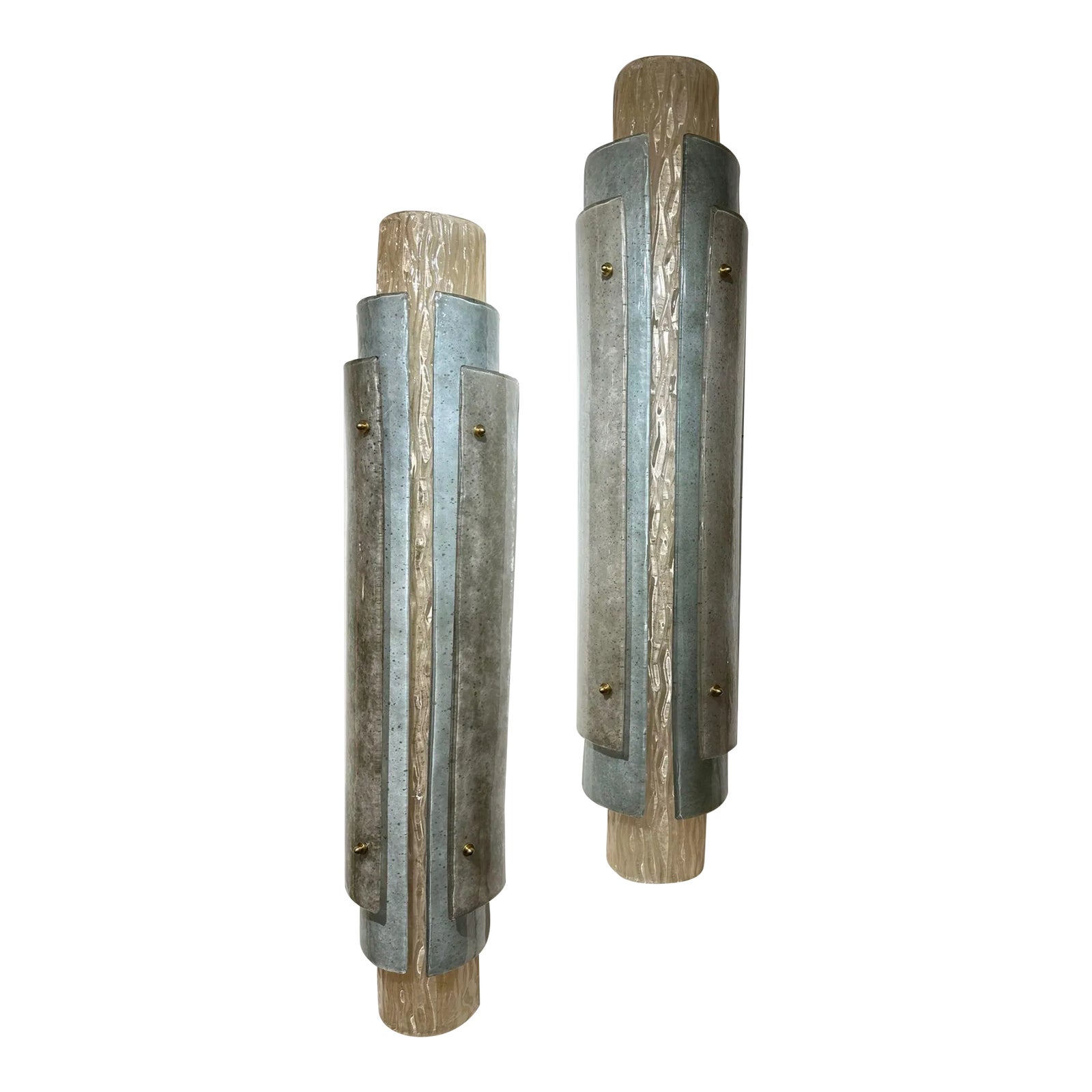Pair of Large-Scale Modern Layered Murano Glass Sconces | Chairish