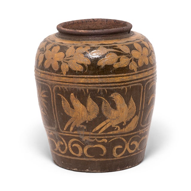 Chinese Glazed Magpie Pickling Jar, C. 1900 | Chairish