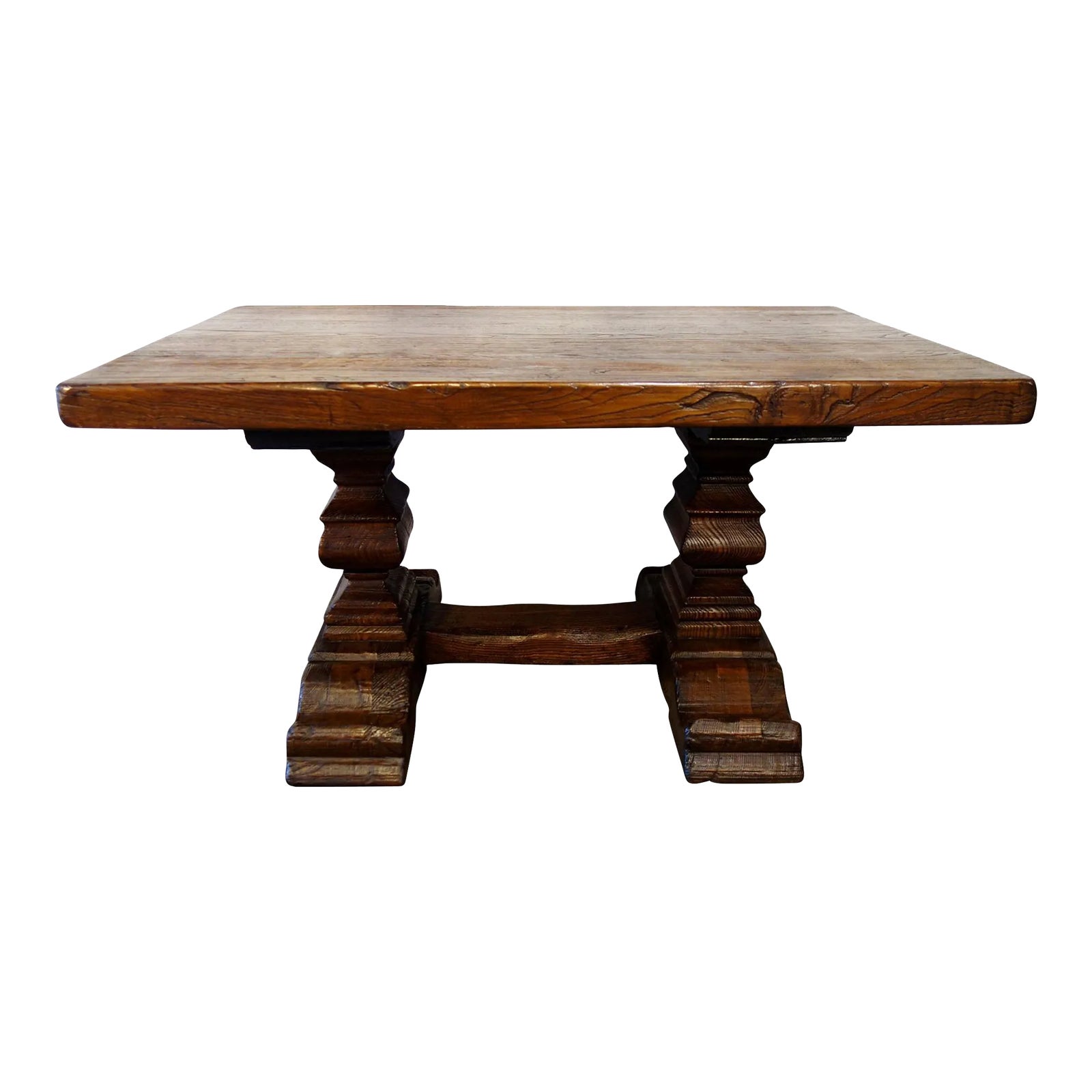 Contemporary 17th Century Style Rustic Italian 2 Pedestal Old Chestnut ...