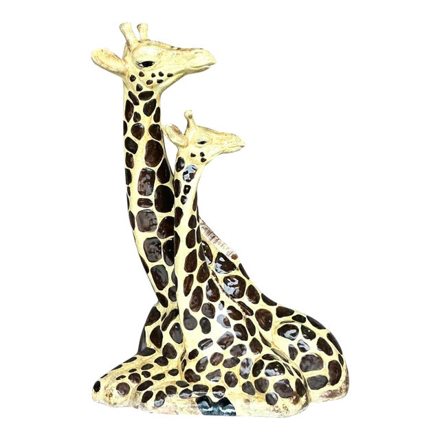 Vintage Boho Glazed Ceramic Giraffe | Chairish