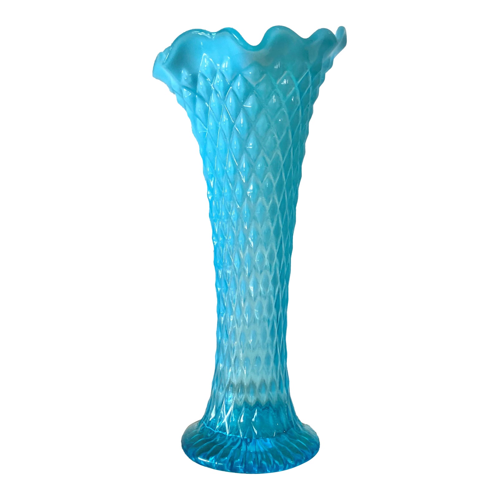 Circa 1906 Northwood Glass “Diamond Point” Aqua Swung Vase, Wheeling ...